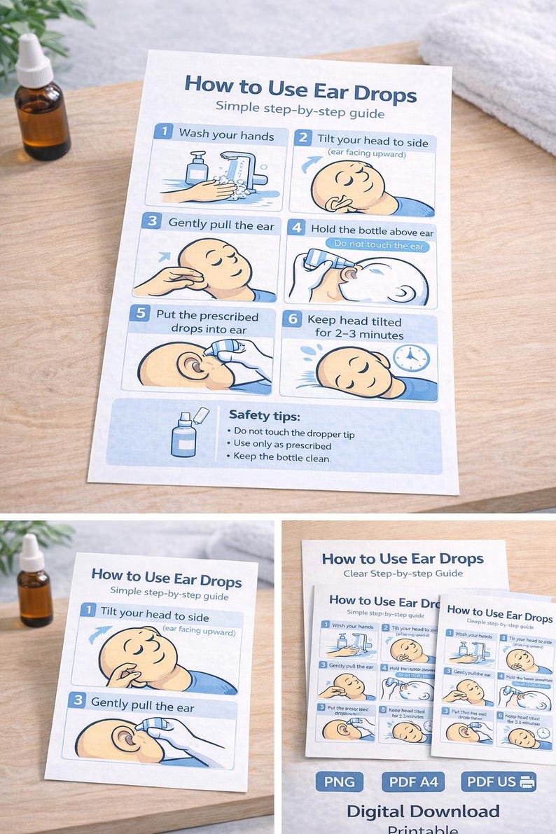 How to Use Ear Drops – Clear Step-by-step Medical Guide | Printable PNG ...