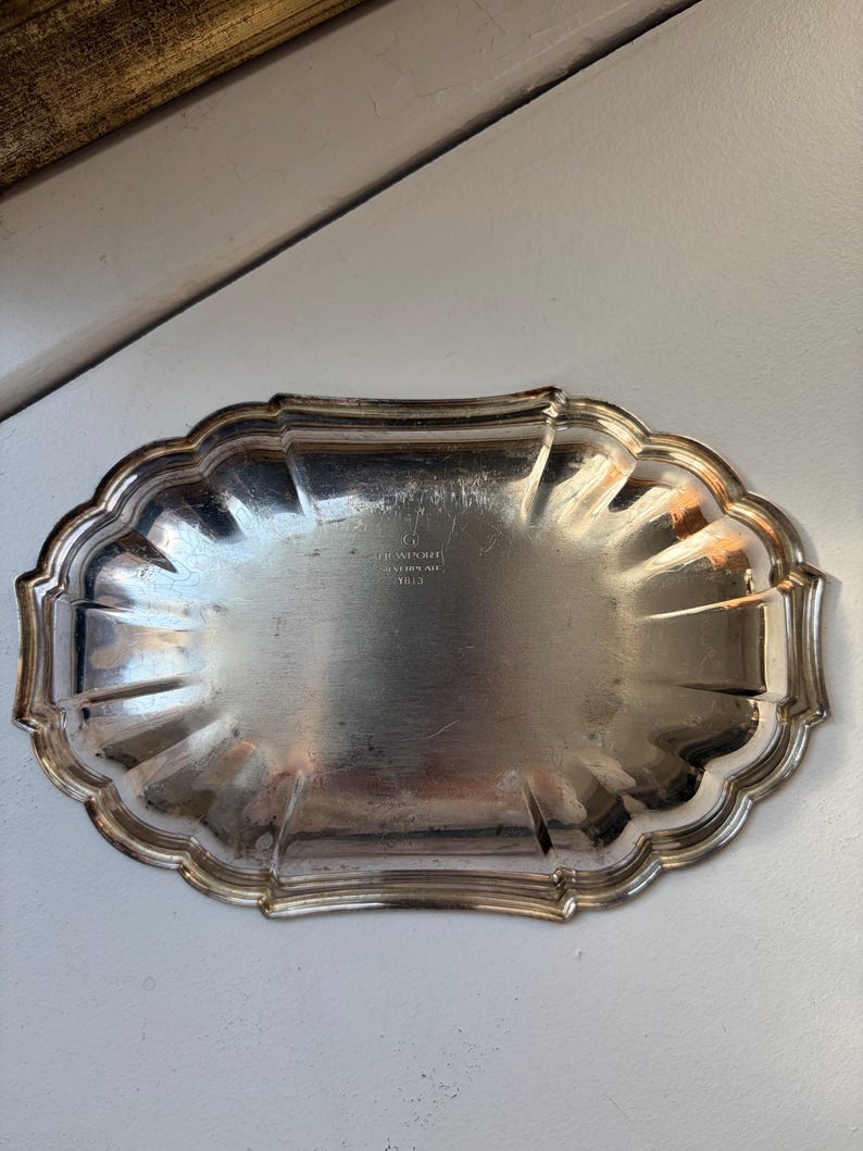 Vintage Silver Plated Rectangular Trinket Tray | Scalloped Edge Catchall - Etsy