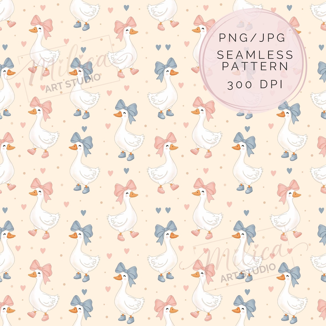 Silly Goose Seamless Pattern PNG Cute Girly Goose Design Pastel Nursery ...