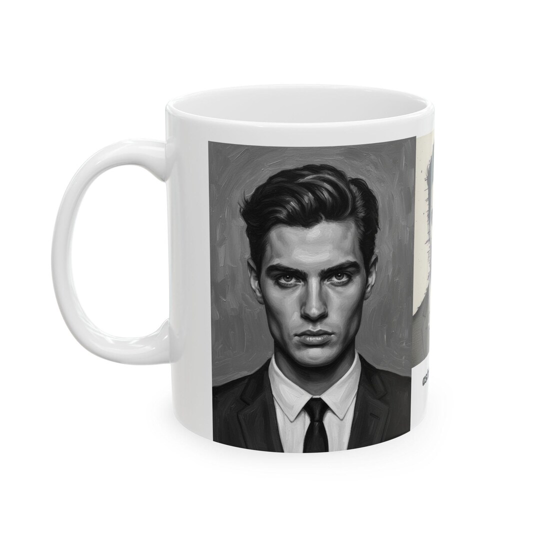 Stylized Male Portrait Mug | Black and White Portrait Ceramic Mug ...