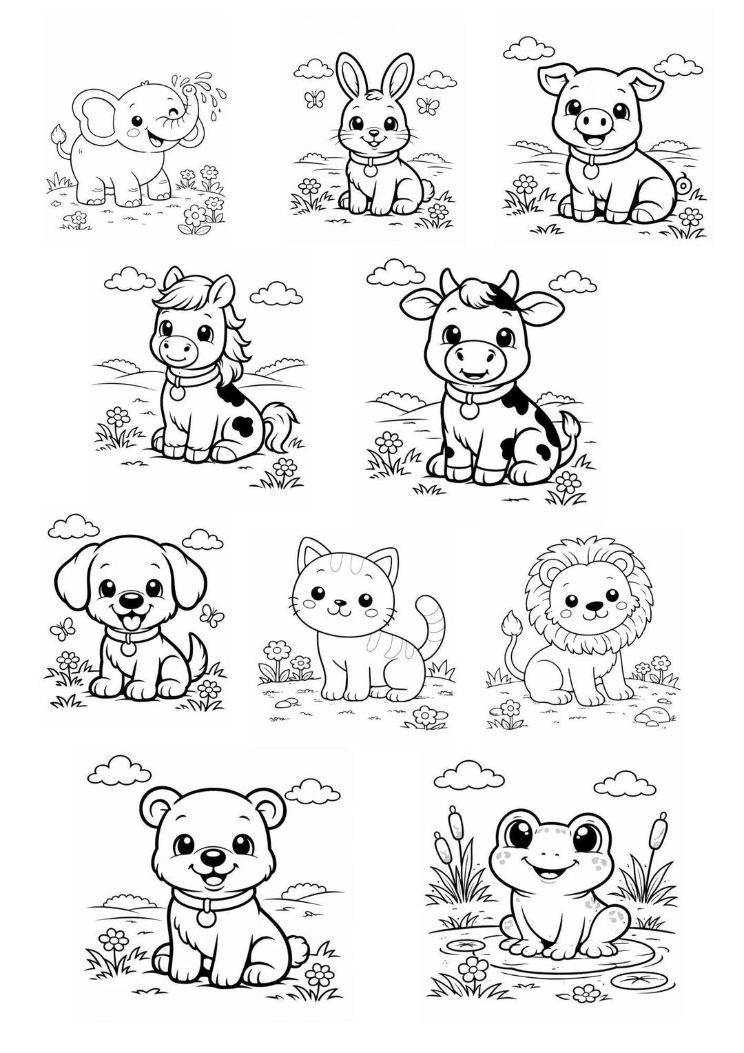 Big Animals Coloring Pages for Toddlers | Printable Coloring Book (ages ...