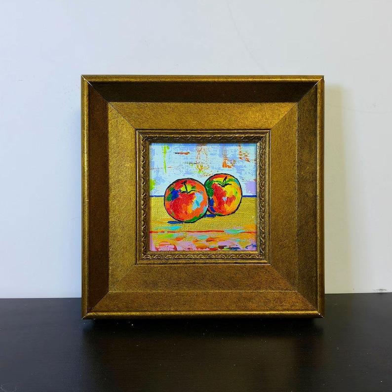 Custom Apple Oil Painting, Original Fruit Still Life, Miniature Kitchen ...