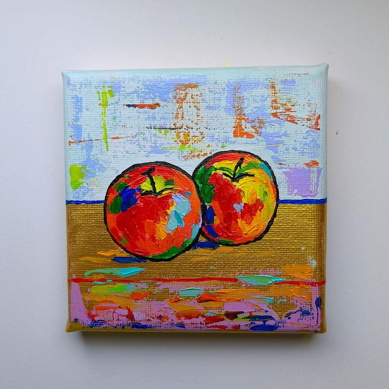 Custom Apple Oil Painting, Original Fruit Still Life, Miniature Kitchen ...