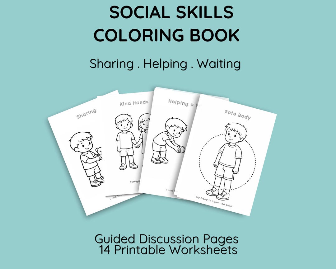 Social Skills Coloring Pages Printable | Sharing, Helping & Waiting ...
