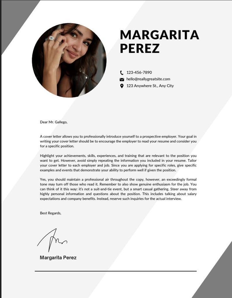 Clean Professional Cover Letter - Etsy