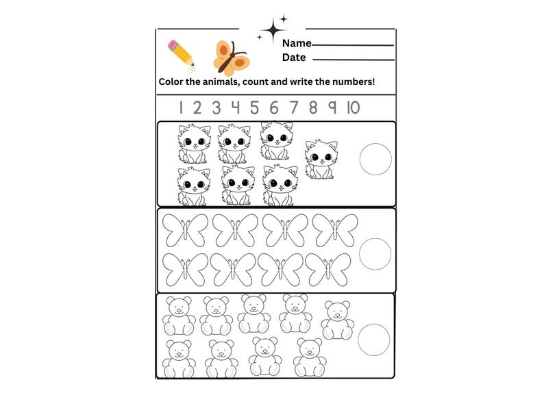 Numbers Worksheets for Preschool Write and Trace Numbers Counting ...