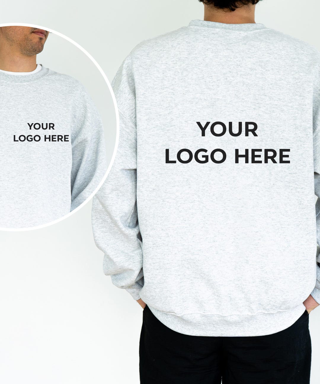 Custom Logo Sweatshirt Front Back Print | Business Team Branded Full ...