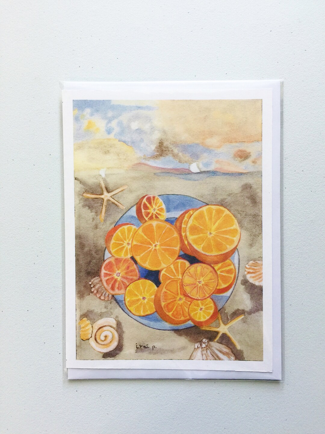 Set of 2 Greeting Cards 5x7 Note Cards Orange Cards Art Cards - Etsy