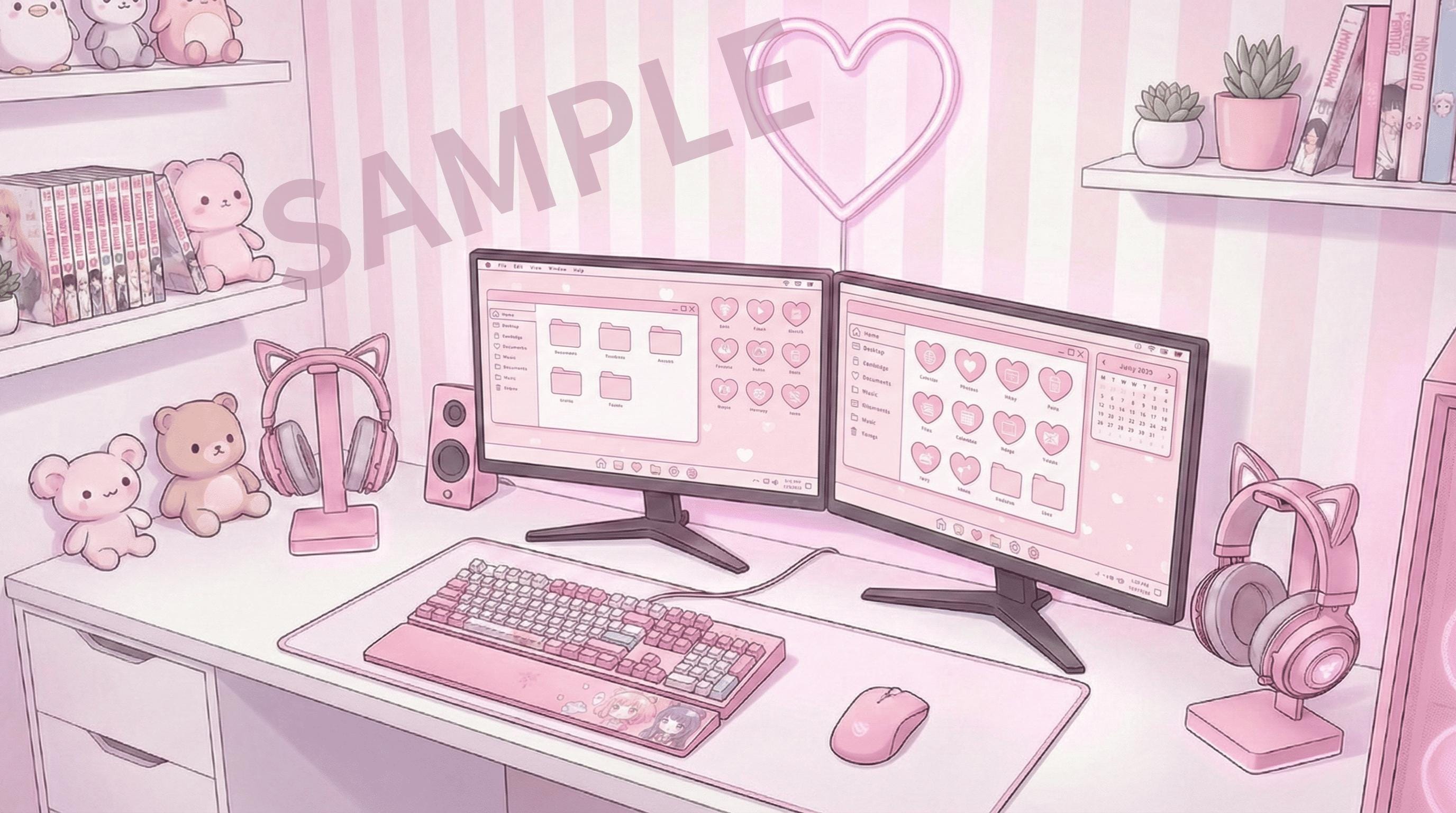 Kawaii Pastel Pink Vtuber Room Background: Anime Gamer Girl Stream ...