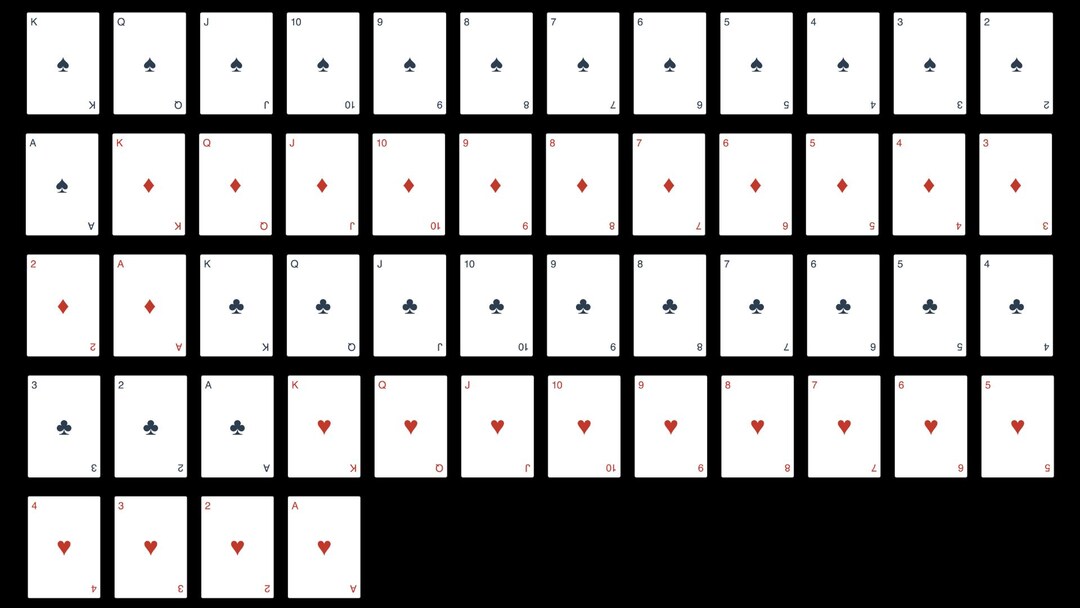 Minimalist Playing Cards Vector Asset Pack, Game UI (PNG Full Deck 52 ...