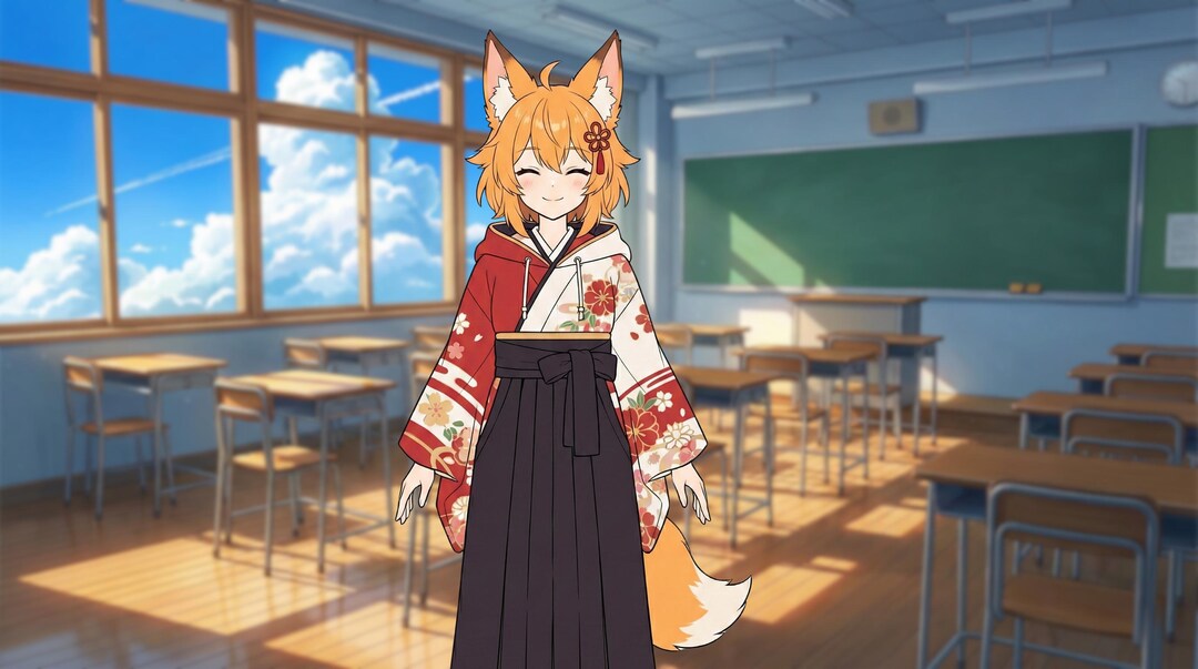 Japanese Anime School Vtuber Backgrounds: Classroom, Rooftop (digital ...