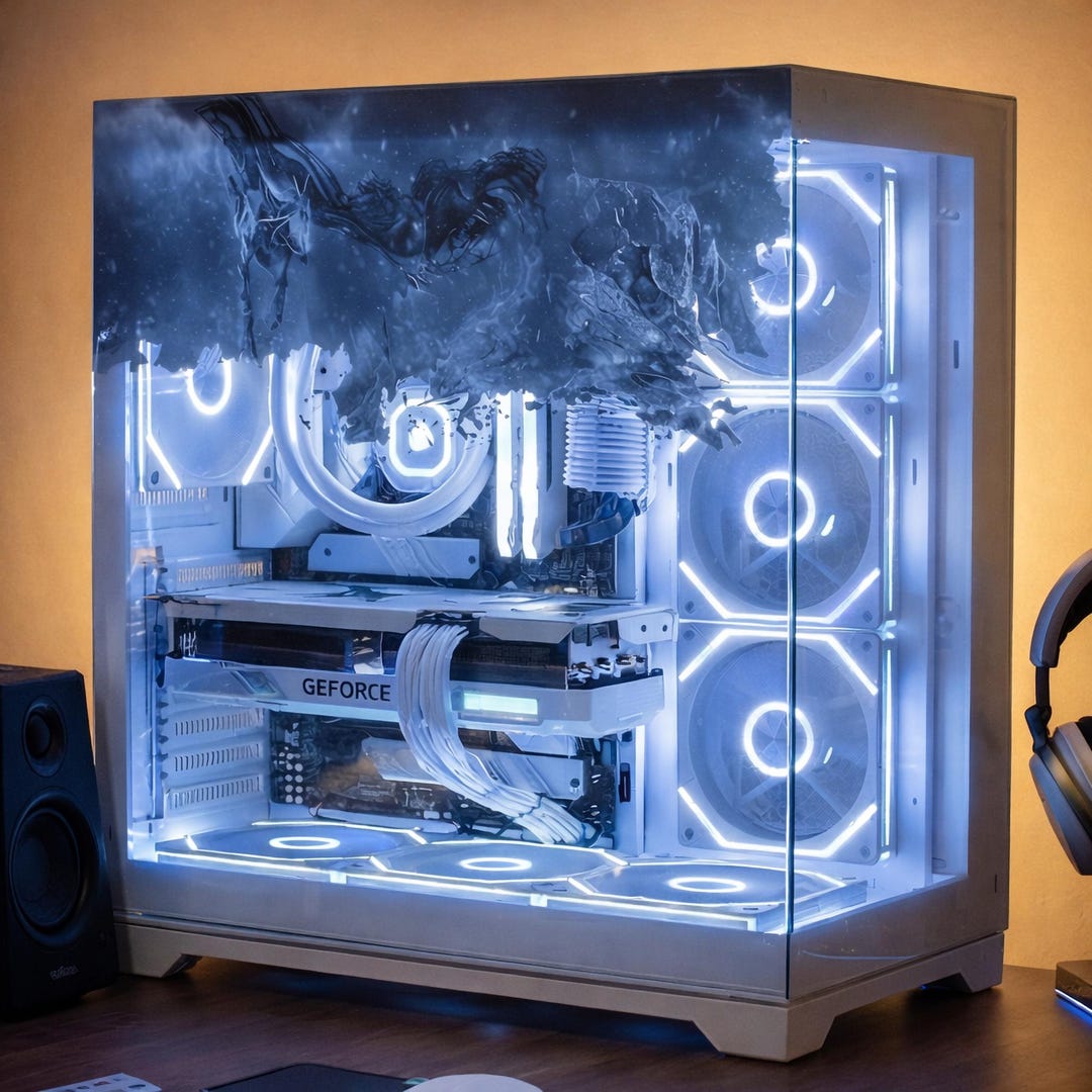 Aangepaste pc-behuizing glasvinyl skin – voor- en zijpaneel Op maat ...