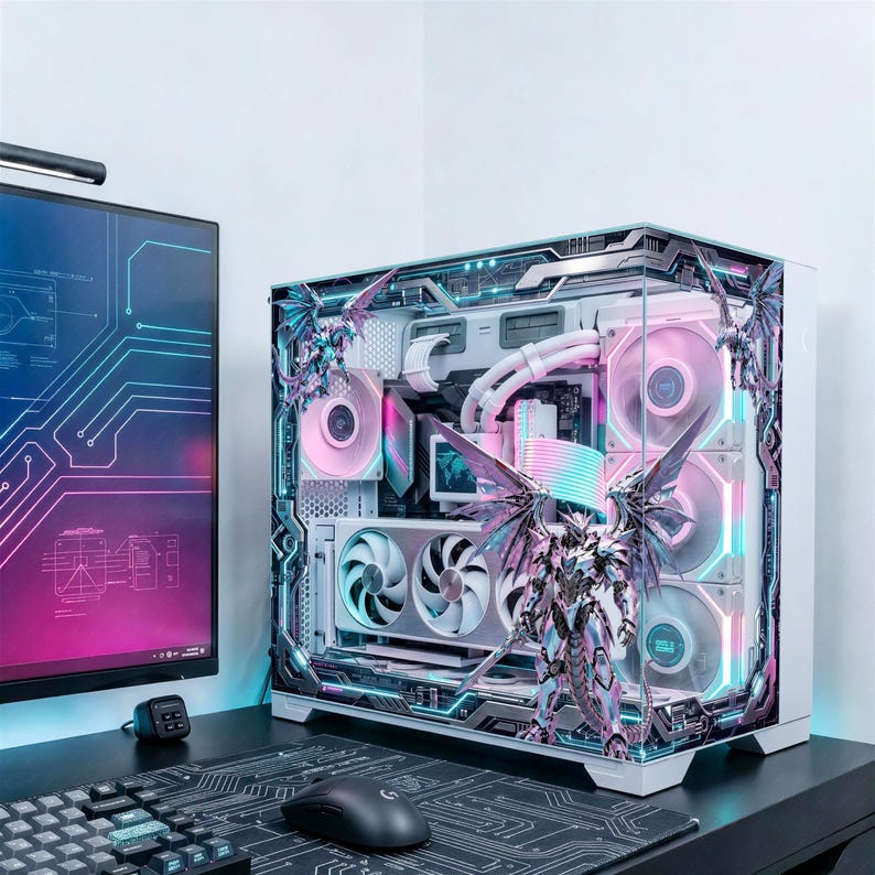 Cyber Dragon PC Case Skin - Custom Fit for ANY PC - Mecha Cyberpunk ...