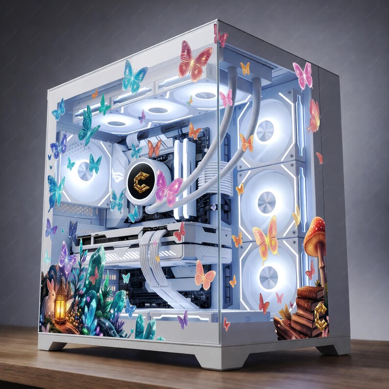 Whimsical Butterfly PC Case Skin - Magical Forest Static Cling Decal ...