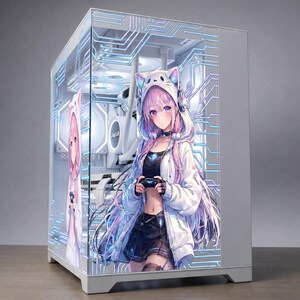 Kawaii Anime Gamer Girl PC Case Skin – Static Cling Glass Skin ...