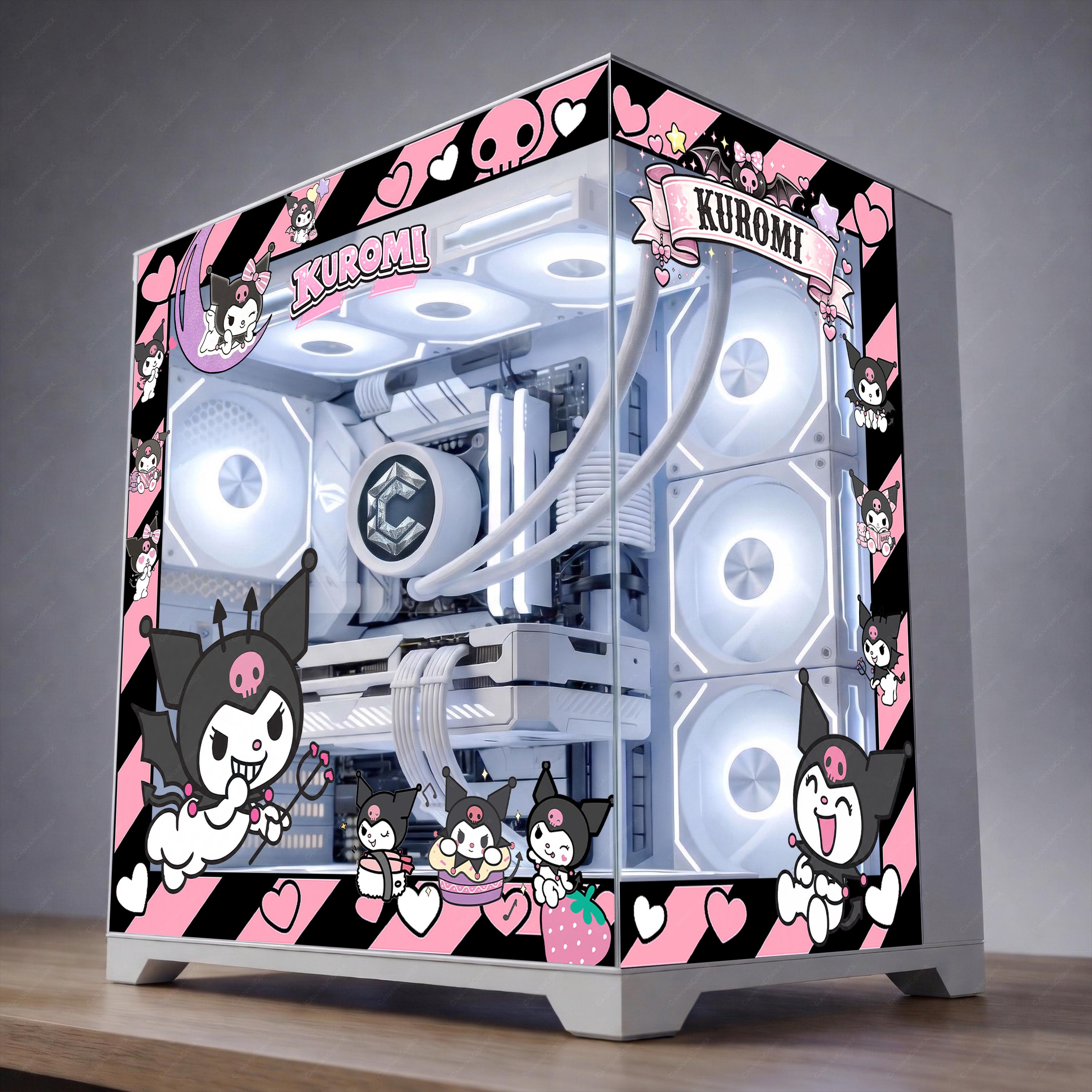 Kawaii Goth PC Case Skin - Pink & Black Anime Aesthetic PC Skin ...