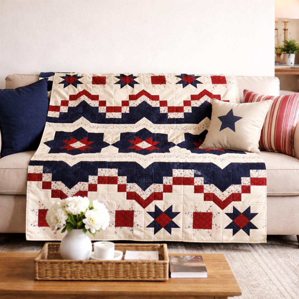 Rising Eagle Star Quilt Pattern | Americana Patchwork Throw (PDF ...