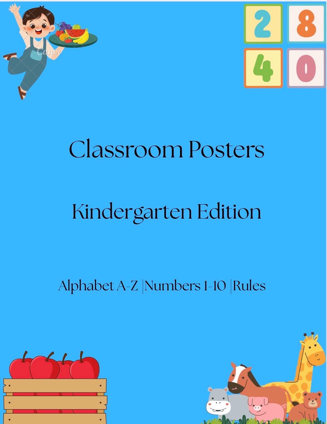 Kindergarten Classroom Poster Bundle | Alphabet, Numbers, Rules (PDF ...