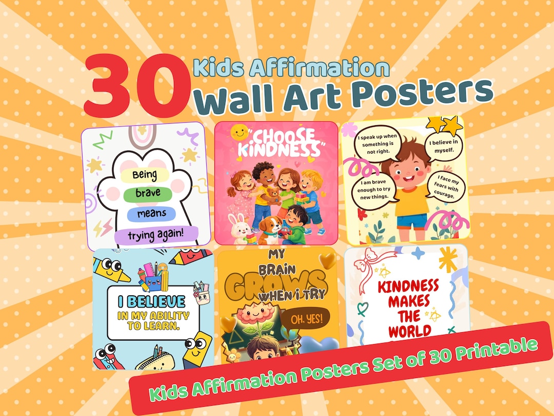 Kids Affirmation Posters Set | Growth Mindset Wall Art | Classroom ...