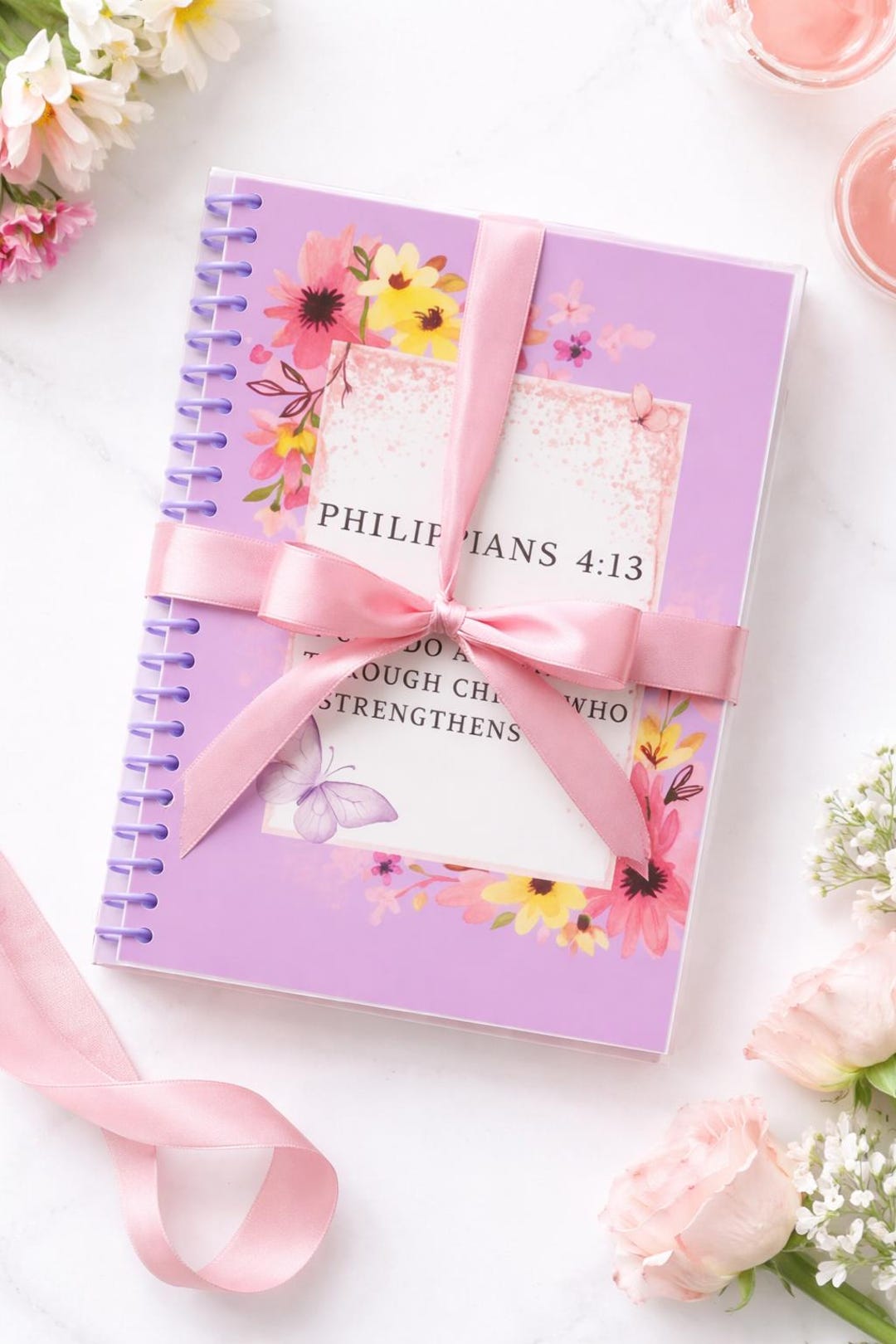 Philippians 4:13 A5 Spiral Faith Notebook | Floral Prayer & Bible Study ...