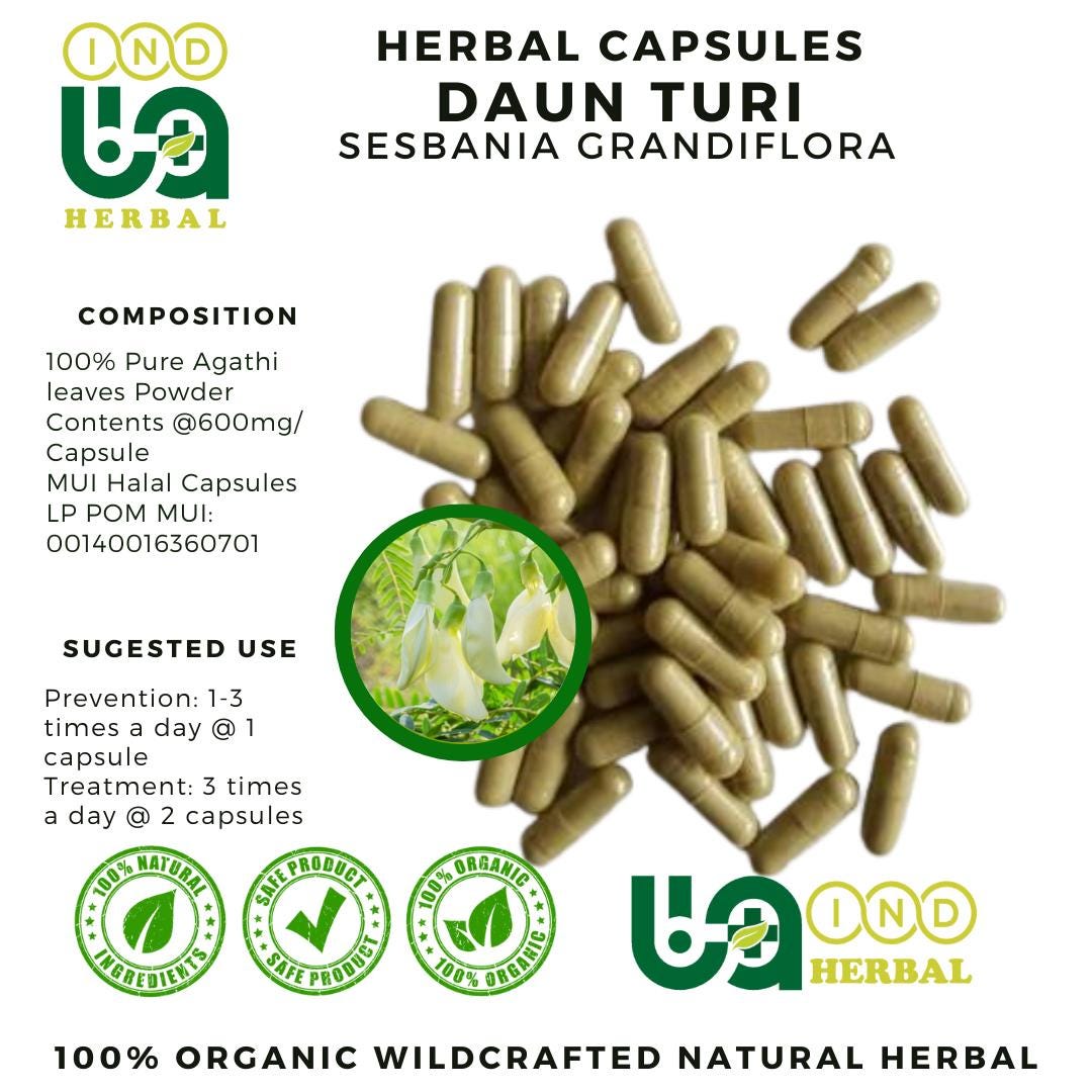 100-800 CAPSULE of Sesbania Grandiflora West Indian Pea Tree Daun Turi ...