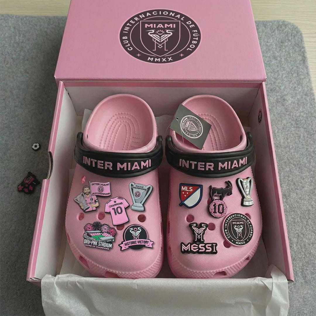 Inter Miami Soccer Fan Clogs, Pink Football Team Spirit Sandals, Messi ...