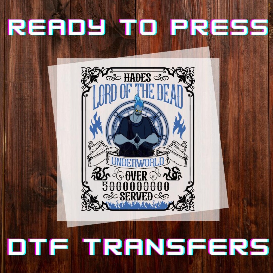 Hades Lord of Dead, Hercules Villain Hades Dtfs, Ready to Press Heat ...