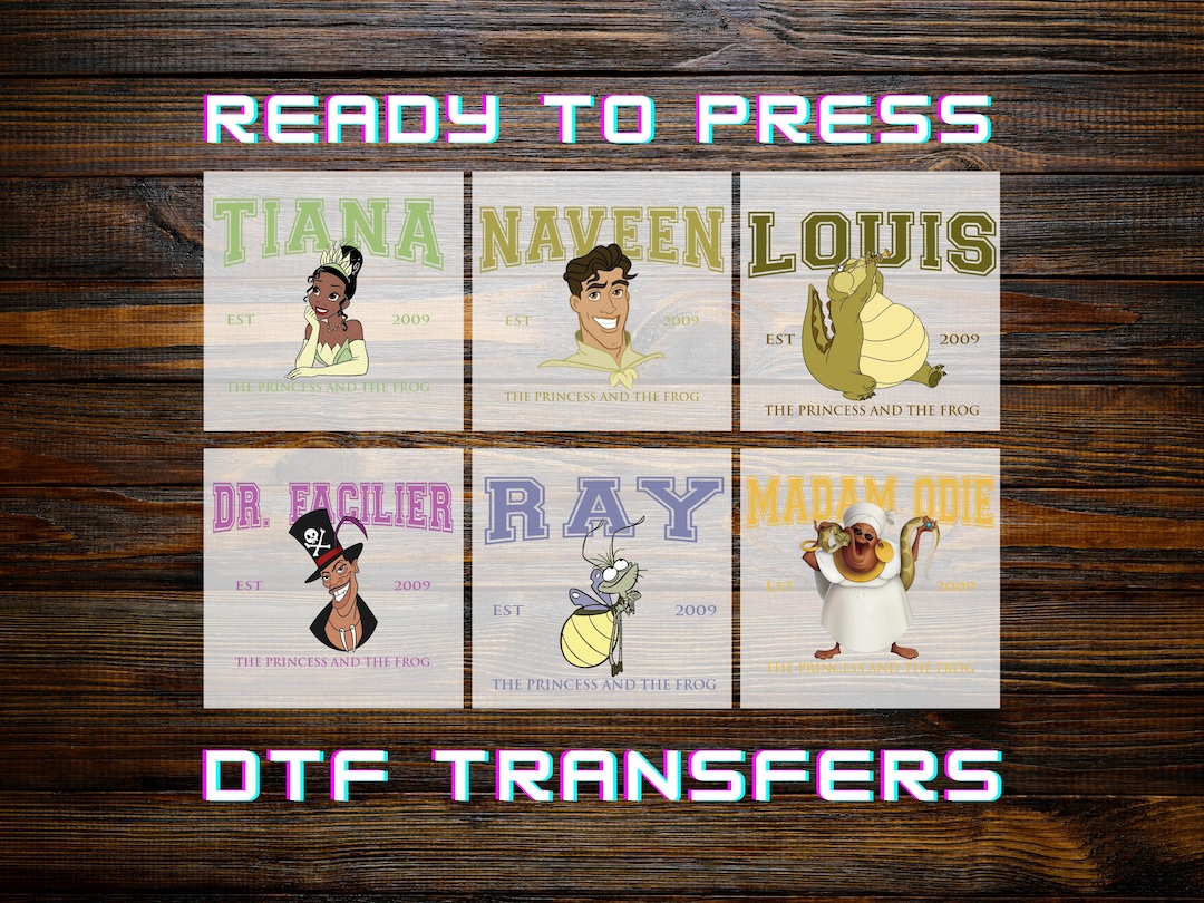 Princess Tiana and Frog Matching Group Dtfs, Ready to Press Transfers ...
