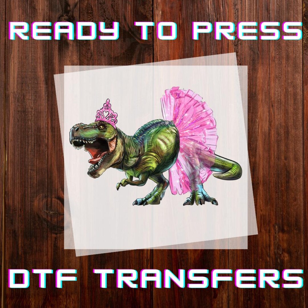 Ballerina T-rex Ready to Press DTF Transfer, Dino With Tutu Iron-on - Etsy