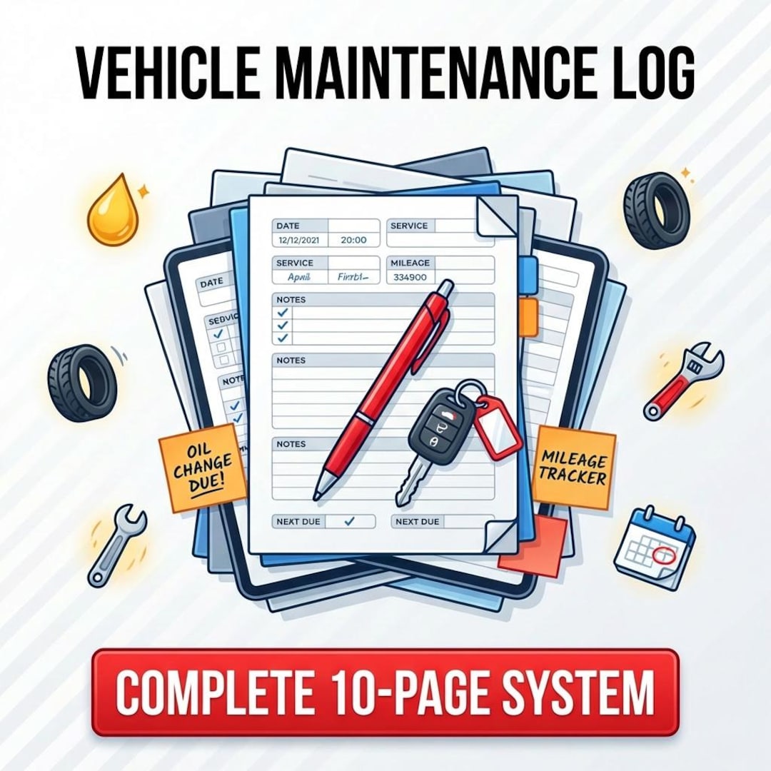 Fillable Vehicle Maintenance Log PDF, Car Service Record, Mileage ...
