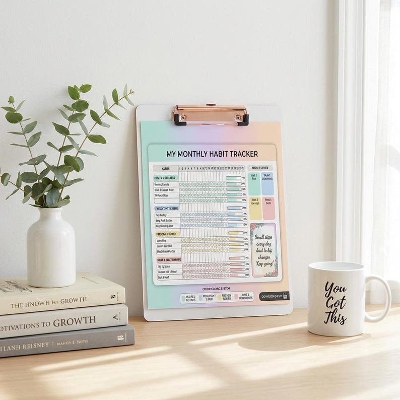 Monthly Habit Tracker Printable | Goal Setting, Self Care (PDF Download ...