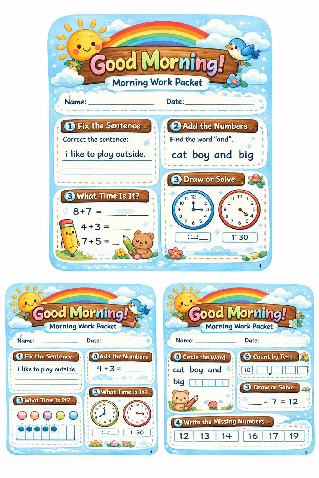 Kindergarten Morning Work Packet: Daily Warm-up, Printable Activities ...