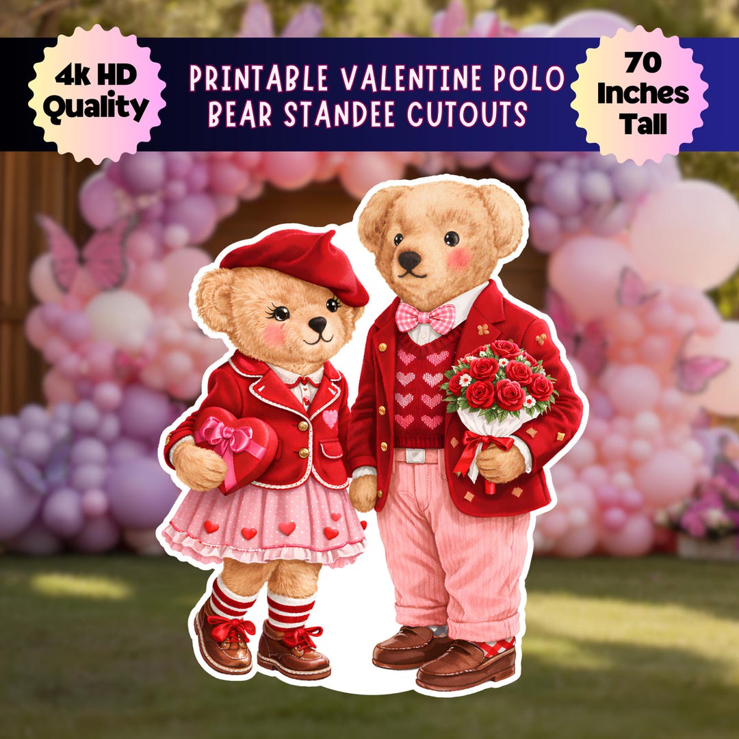 Printable Big Bear Cutout Standee, Valentine Teddy Bear Polo Prop ...