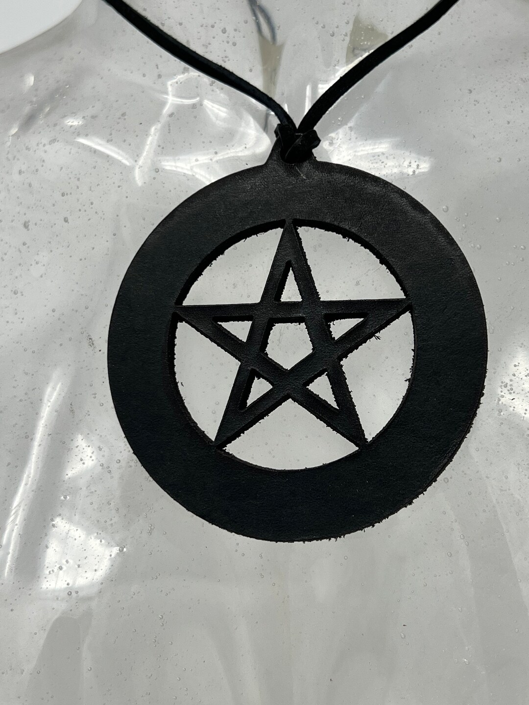 Laser Cut Black Leather Pentacle Amulet - 4.25 In - Etsy