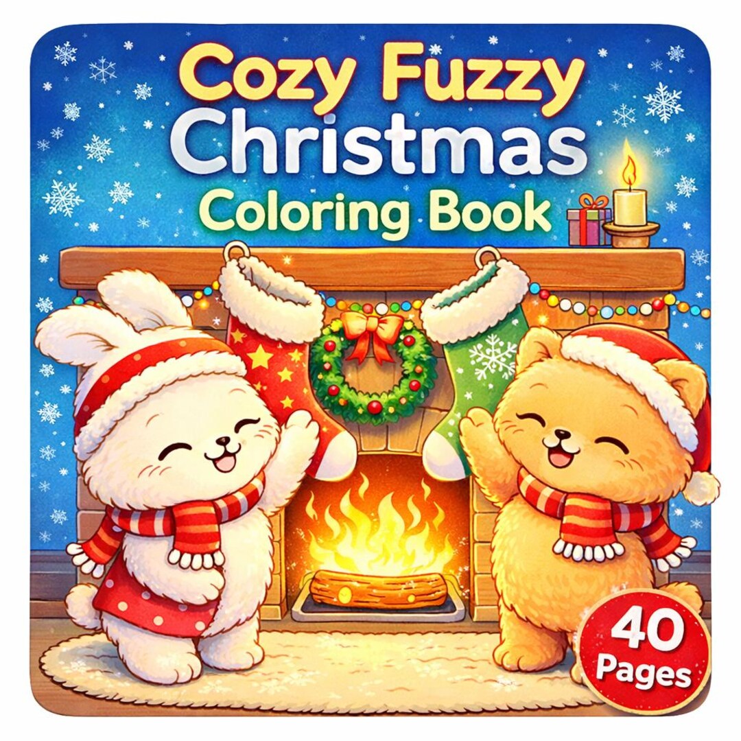 Cozy Fuzzy Christmas Coloring Book | Cute Holiday Animal Coloring Pages ...