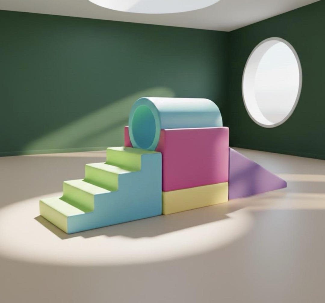 A Soft Play Complex for Children With a Ladder, Slide, and Tunnel ...