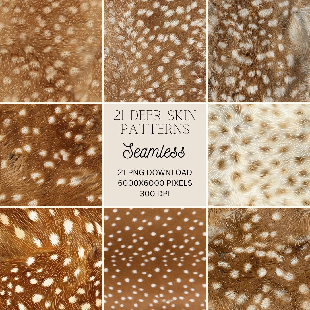 Deer Skin Digital Paper – 21 Seamless Fawn Hide Textures (PNG Download ...