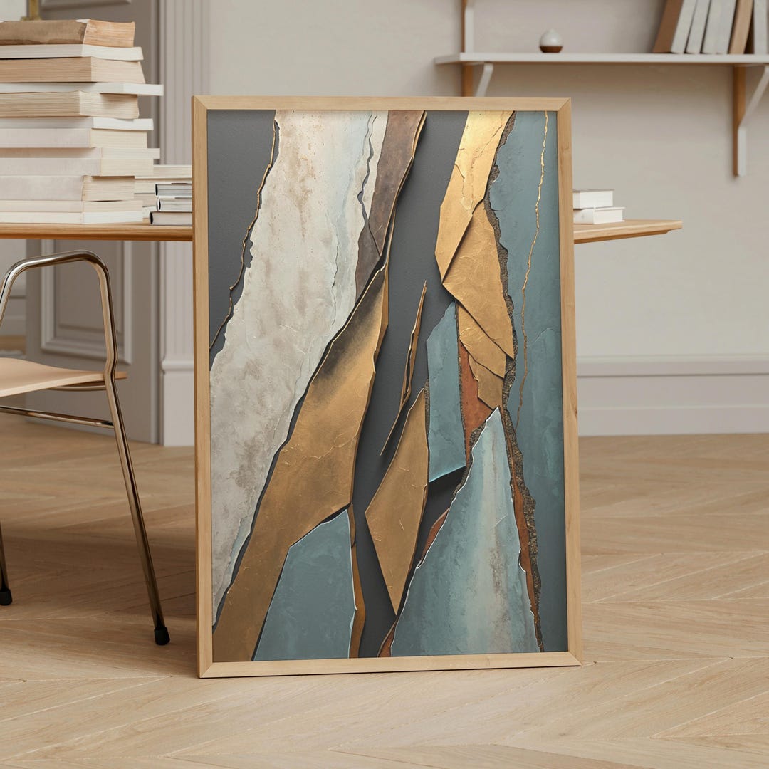 Abstract Layered Paper Art With Gold Accents – Minimalist Geometric ...