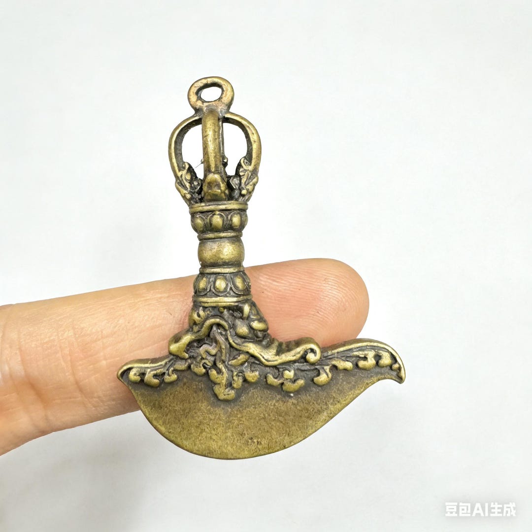 Solid Brass Tibetan Ritual Axe Pendant Intricate Carvings Decorative ...