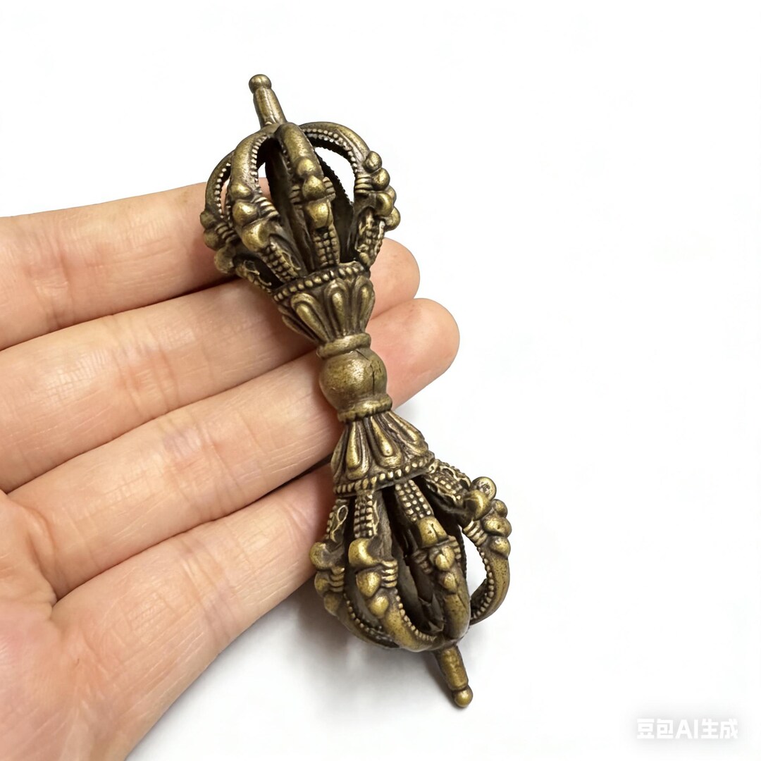 Antique Style Brass Vajra Pendant: Hand - Carved Tibetan Buddhist ...