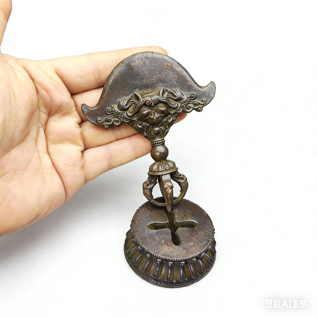 Brass Tibetan Ritual Altar Stand - Ornate Carved Design, Buddhist ...