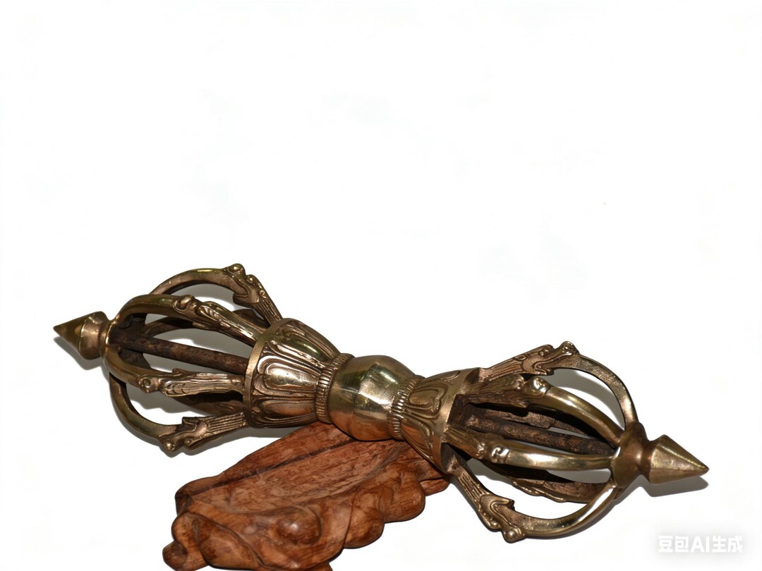 Tibetan Brass Vajra – Intricate Carved Buddhist Ritual Tool, Altar ...