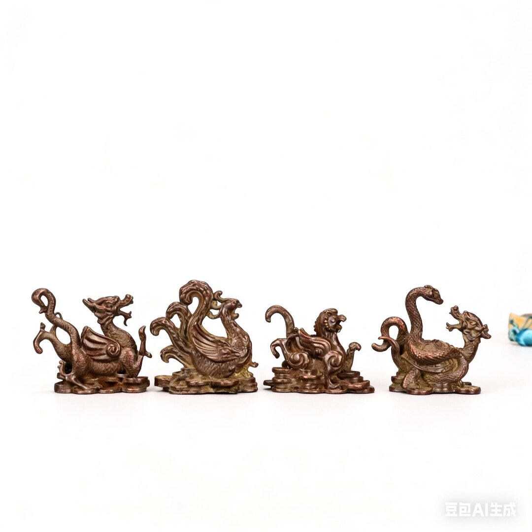 Bronze Four Divine Beasts Figurines, Chinese Feng Shui Decor U32 - Etsy