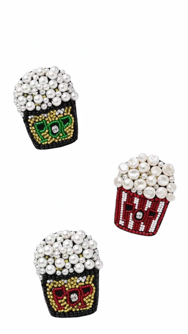 Popcorn Beaded Embroidery Brooch – Avant-garde Wearable Food Art - Etsy