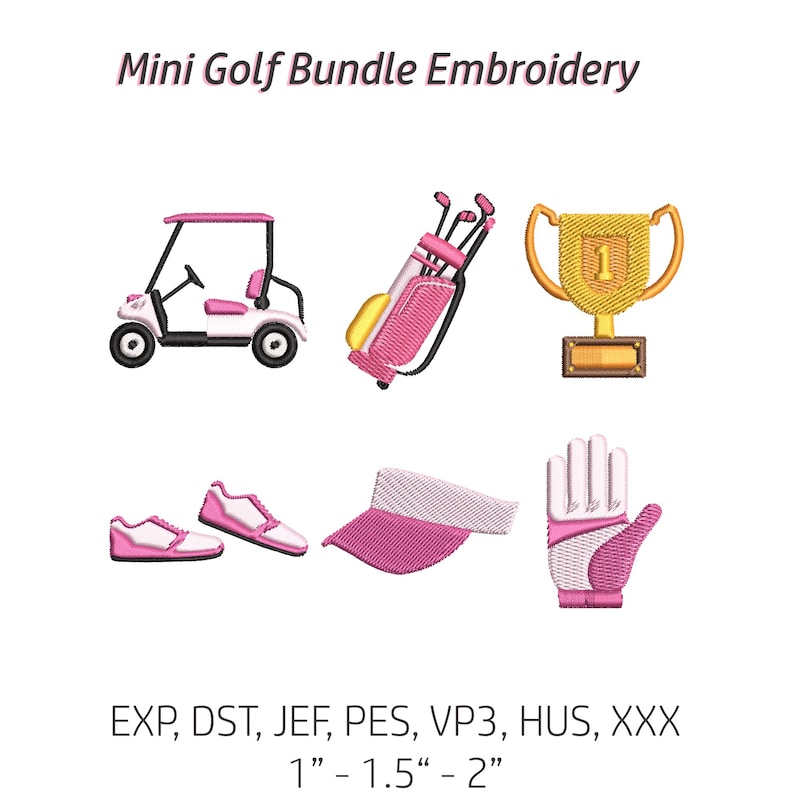 Pink Golf Bundle Embroidery Designs (digital Download) - Etsy