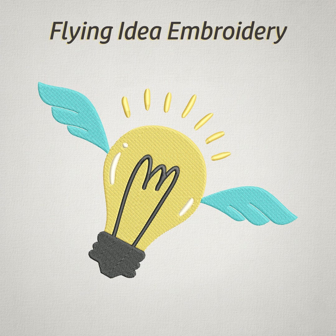 Flying Light Bulb Embroidery Design, Flying Idea Machine Embroidery ...