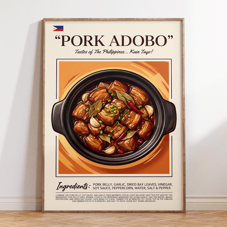 Pork Adobo Poster : Filipino Food Art, Philippine Cuisine Illustration ...