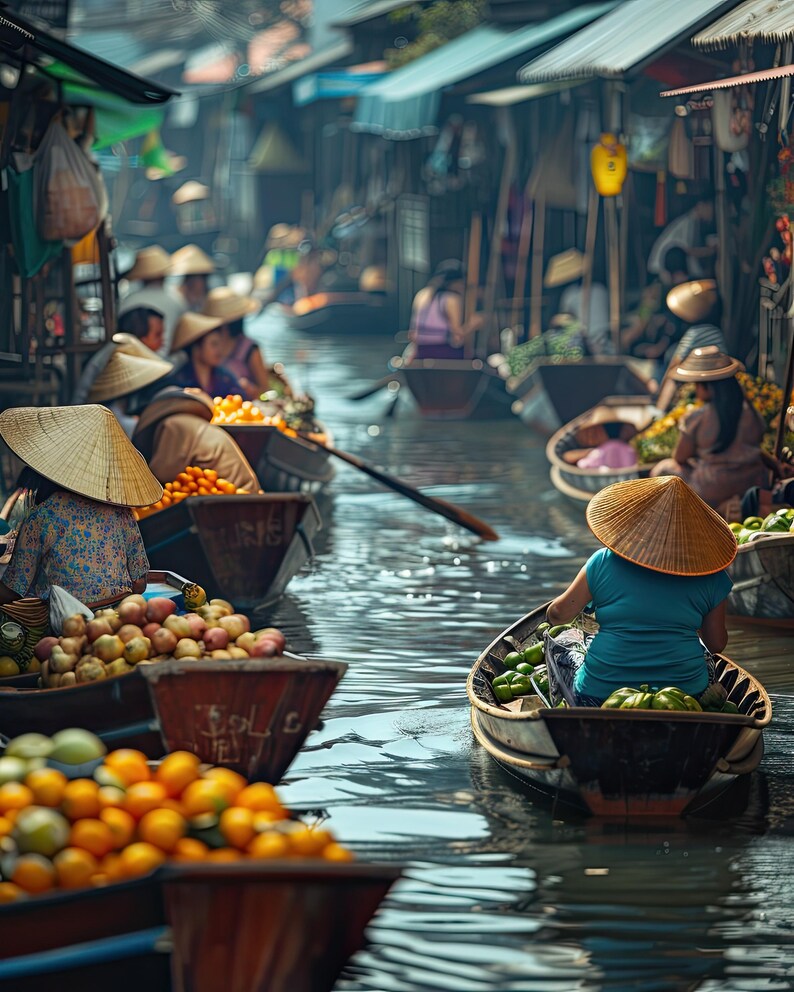 Thai Floating Market Photography, Traditional Boat Vendors (digital ...