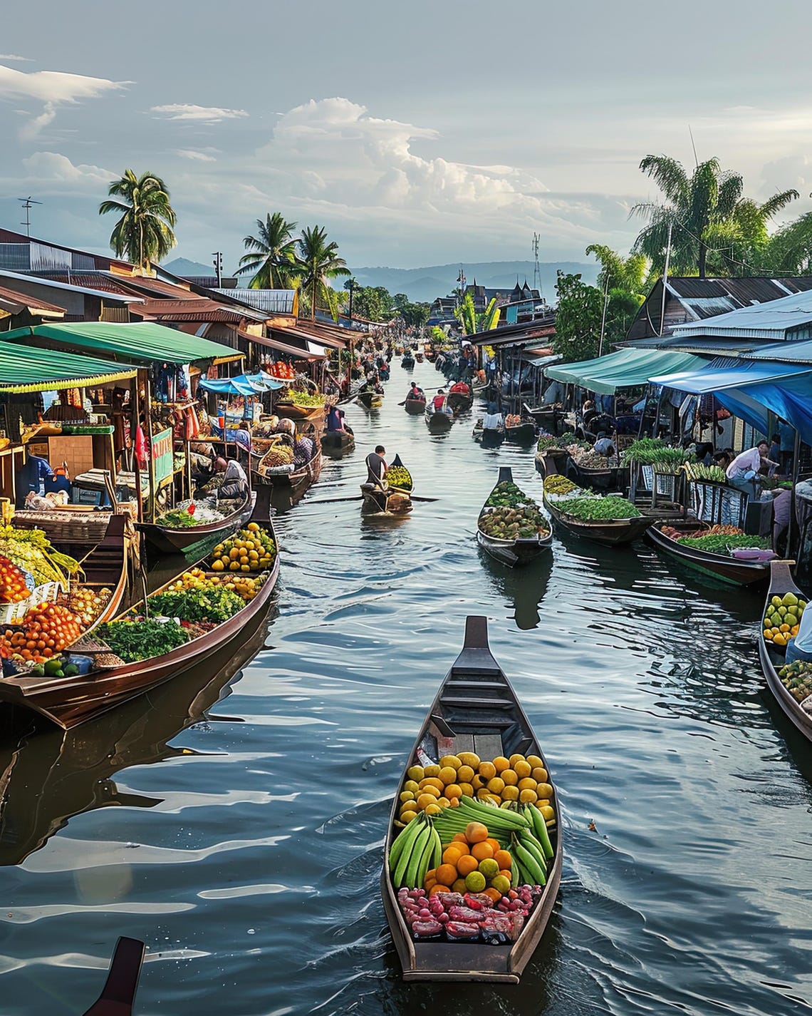 Thai Floating Market Photography, Traditional Boat Vendors (digital ...