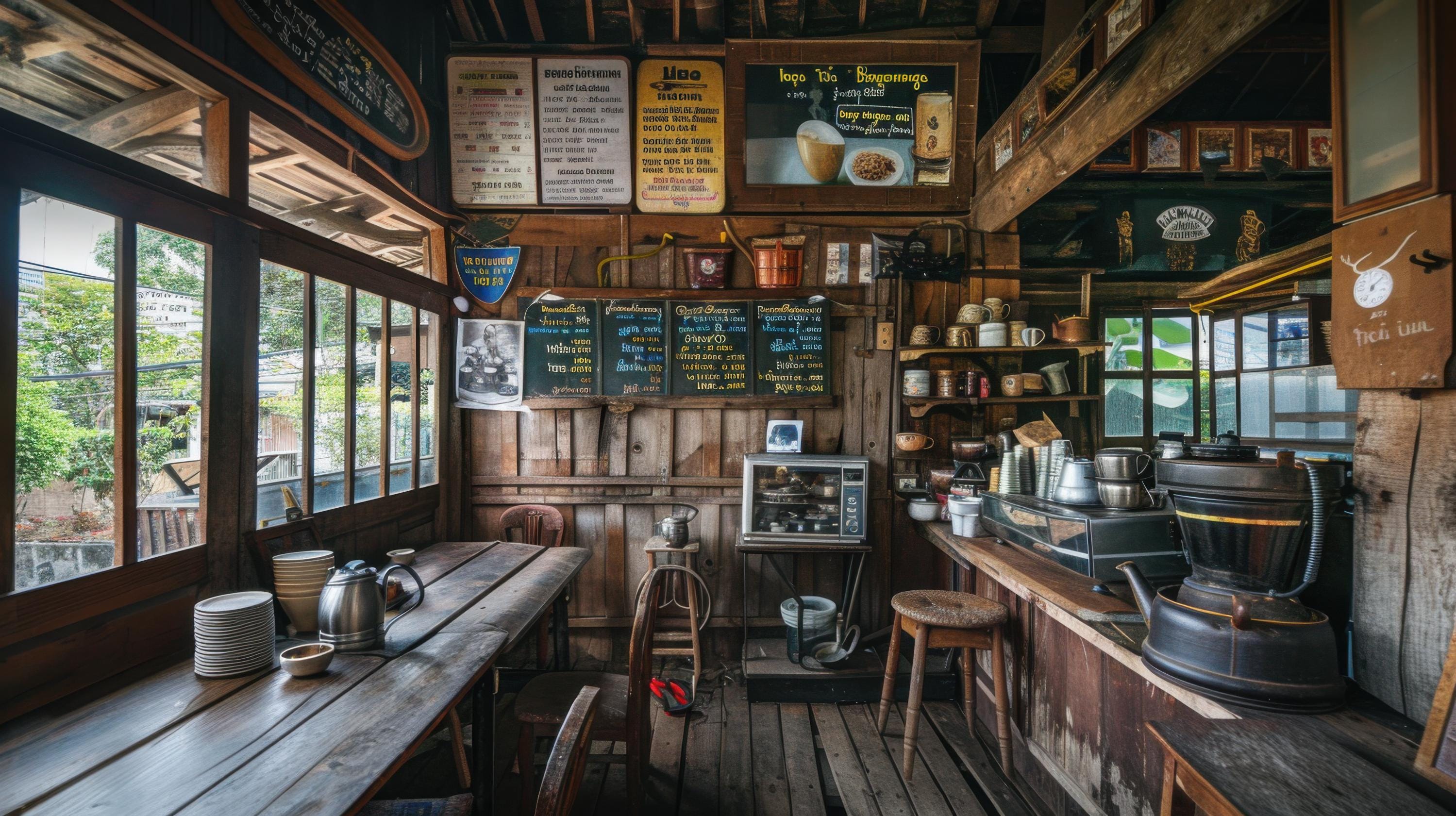 Vintage Thai Coffee Shop Interior – Traditional Rustic Café Atmosphere ...